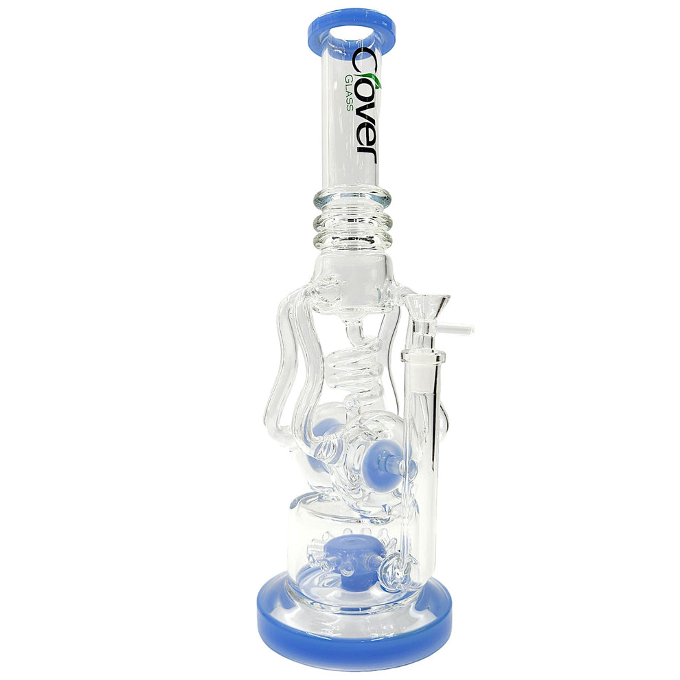 15" Clover Glass Sprinkler Percolator Recycler Bong - Heartland Smoke Shop