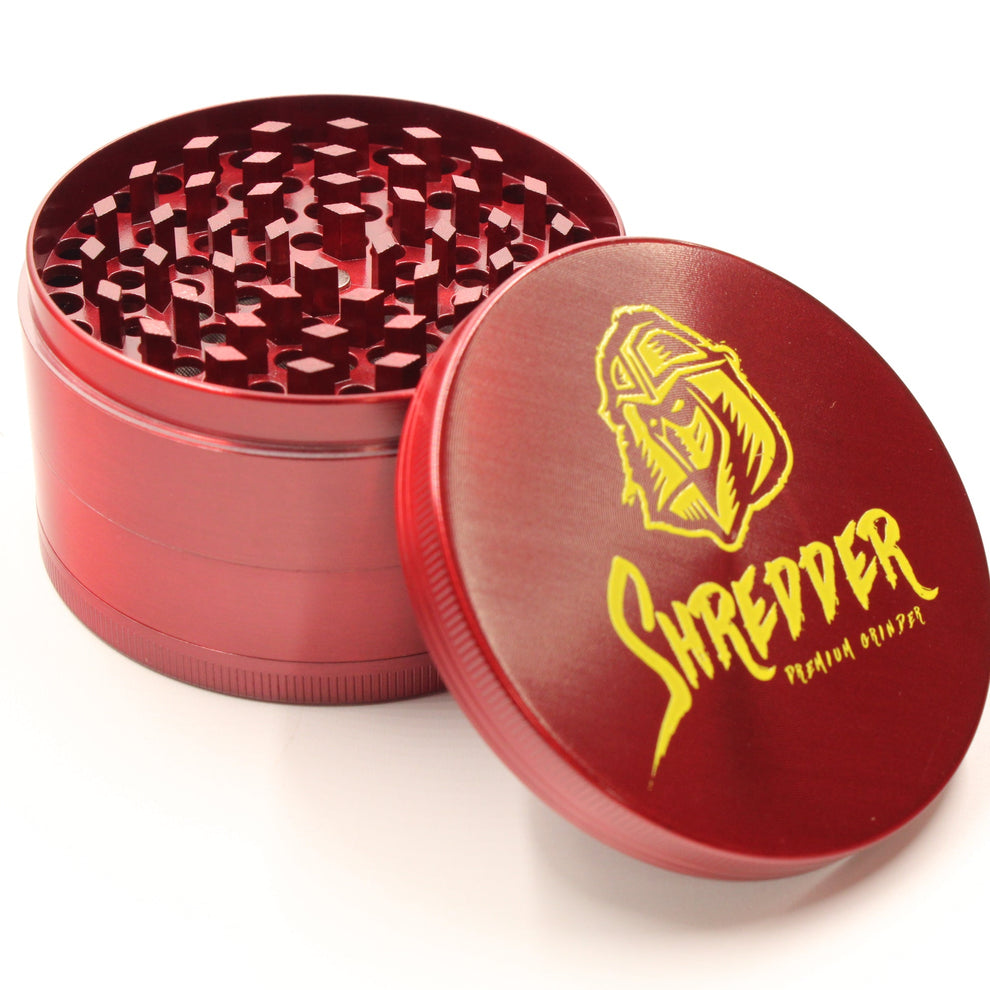 3" Shredder Red Aluminum 4 Piece Grinder - Heartland Smoke Shop