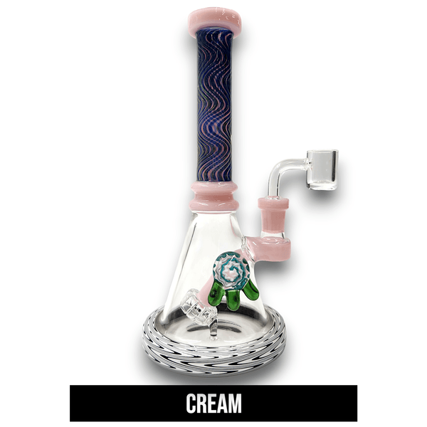 9" Wavy Design Angled Circ Perc Small Dab Rig Bong - Heartland Smoke Shop