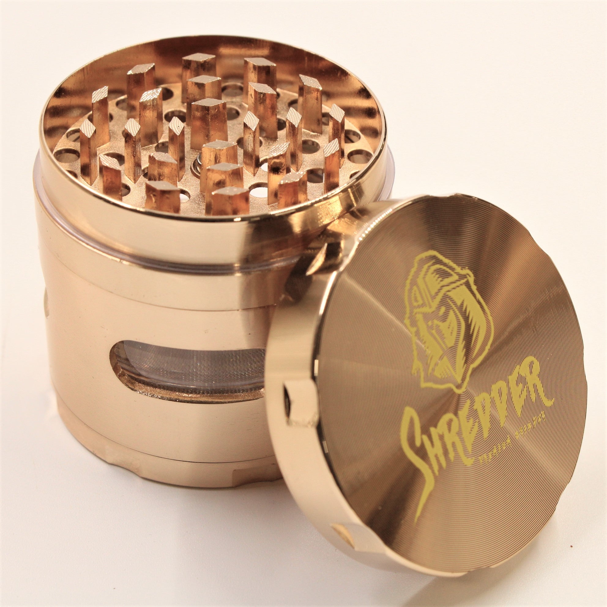 2" Shredder Gold Window Aluminum 4 Piece Herb & Weed Grinder ...